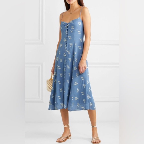 Reformation | Dresses | Reformation Cybill Button Front Cornflower Blue ...